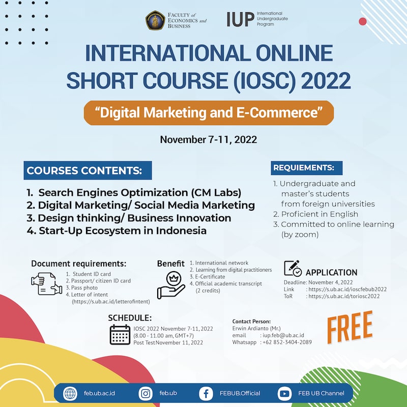 International Online Short Course FEB UB 2022 (November 7-11, 2022) - Khoa Quản lý Công nghiệp